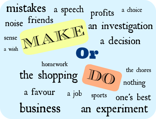 Lý thuyết và Bài tập Phân biệt hai động từ Make và Do