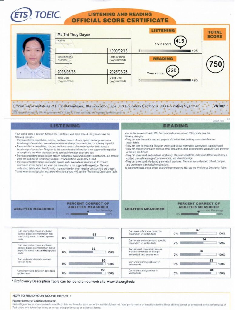 ĐẠT TOEIC 750 SAU KHÓA HỌC 3 THÁNG TRONG LỚP SUPER TOEIC